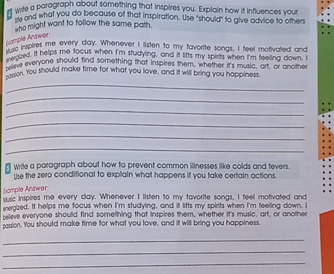 Resuelto:₹ Write a paragraph about something that inspires you. Explain ...