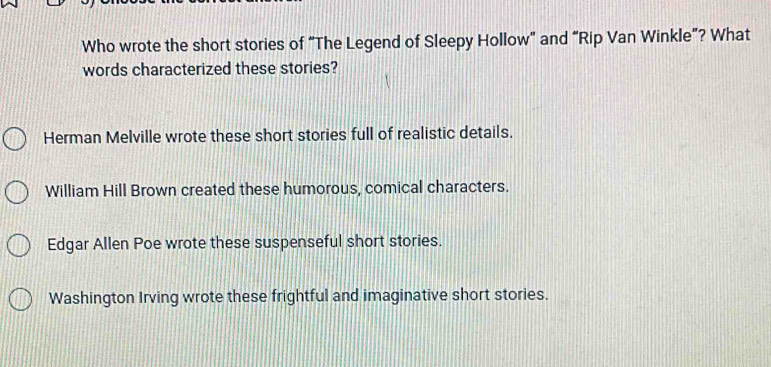 Solved: Who wrote the short stories of “The Legend of Sleepy Hollow ...
