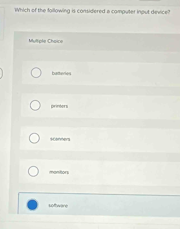 Solved: Which of the following is considered a computer input device ...