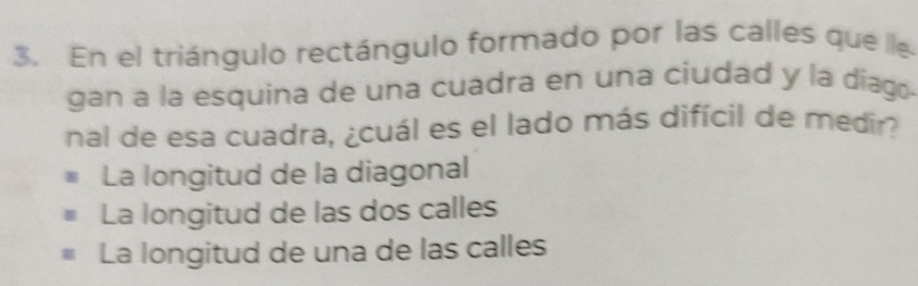 Resuelto:En el triángulo rectángulo formado por las calles que lle gan ...