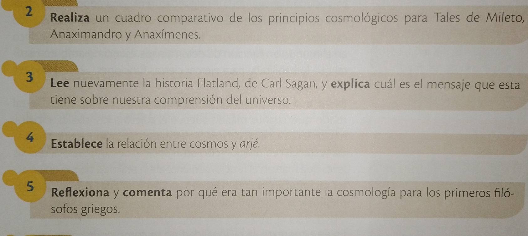 Resuelto:Realiza un cuadro comparativo de los principios cosmológicos ...