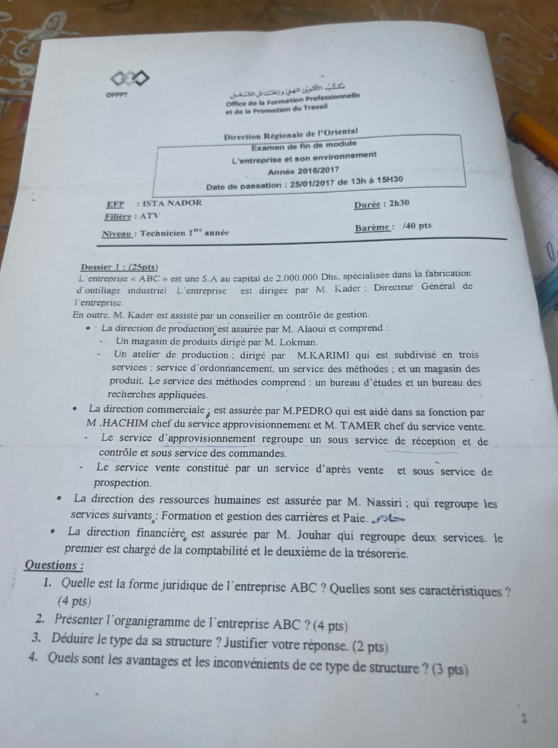 Solved: OFPPT Office de la Formation Professionnelle et de la Promotion ...