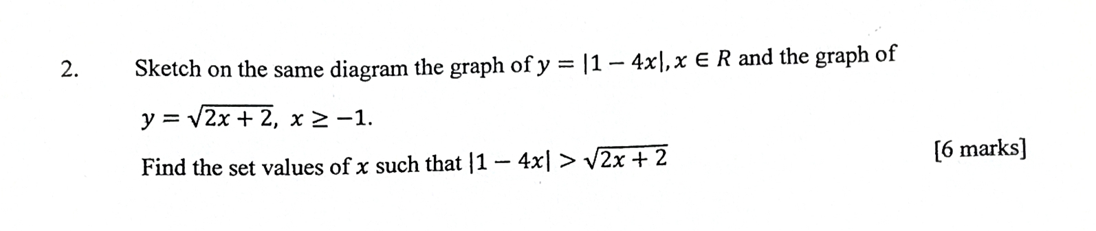 Selesai:Sketch on the same diagram the graph of y=|1-4x|, x∈ R and the ...