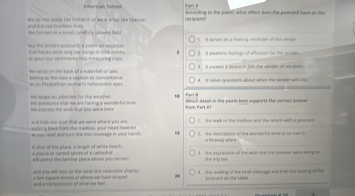 تم الحل:American Sonnet Part A According to the poem, what effect does ...