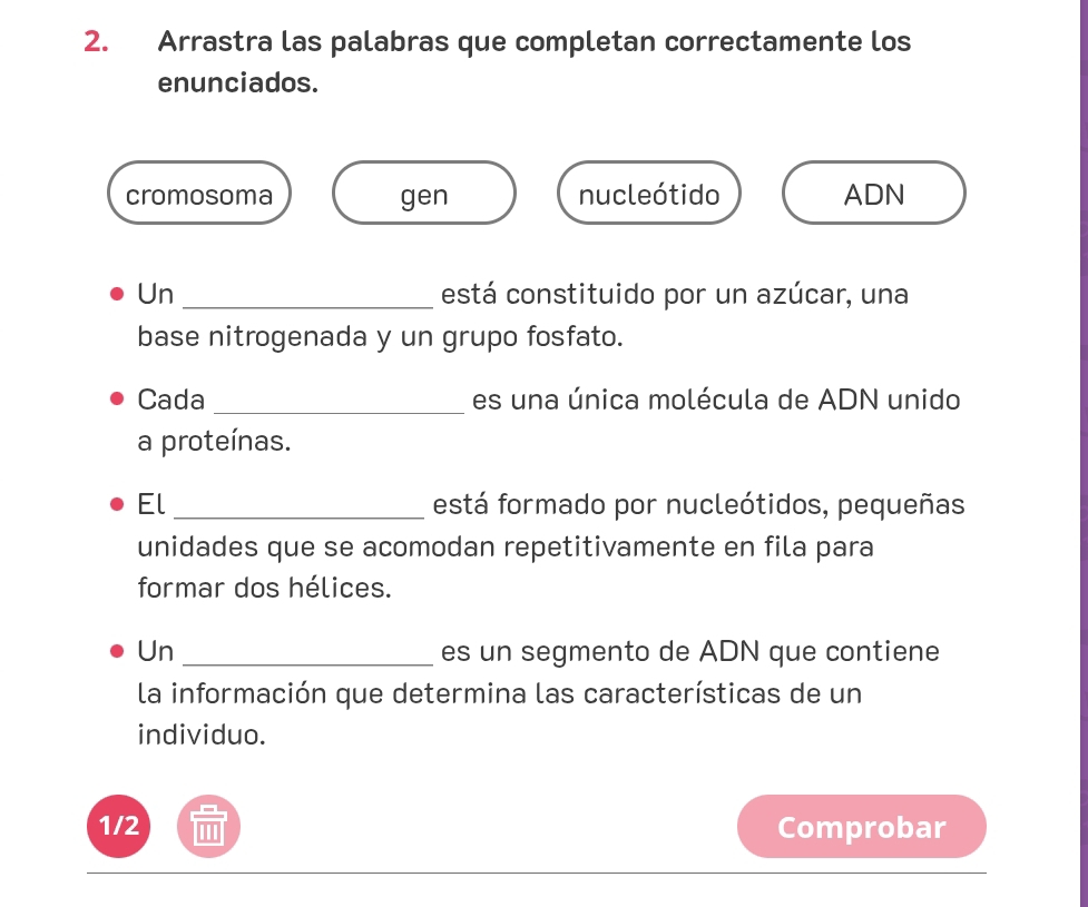 Resuelto:Arrastra las palabras que completan correctamente los ...