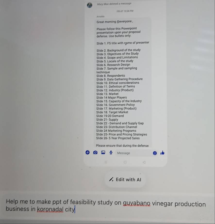 Solved: Mary Mae deleted a message FR8 AT 10:36 PM Araido Great morning ...