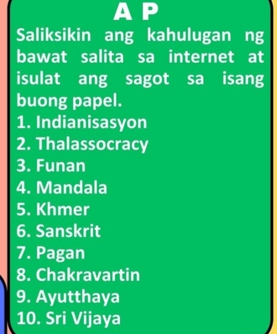 Solved: A P Saliksikin ang kahulugan ng bawat salita sa internet at ...