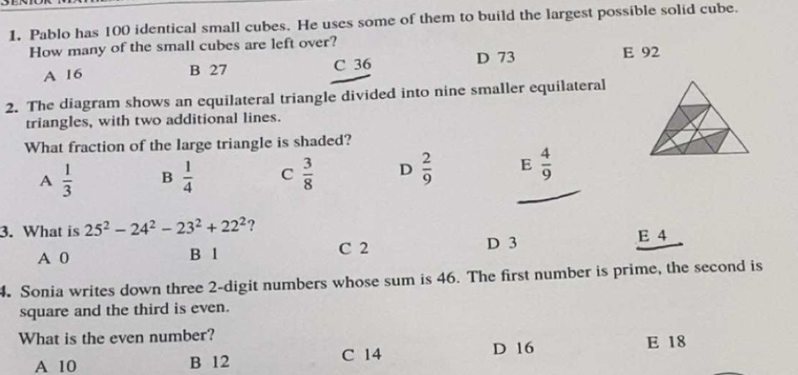 Résolu :Pablo has 100 identical small cubes. He uses some of them to ...