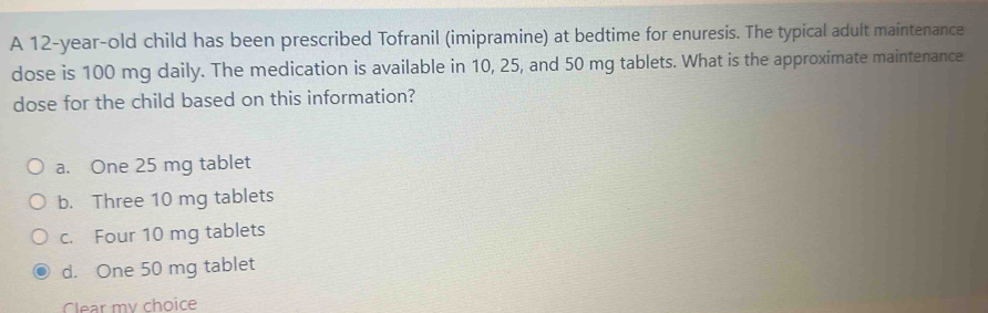Solved: A 12-year-old child has been prescribed Tofranil (imipramine ...
