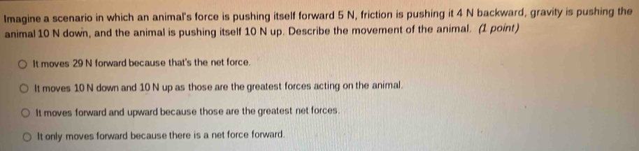 Solved: Imagine a scenario in which an animal's force is pushing itself ...