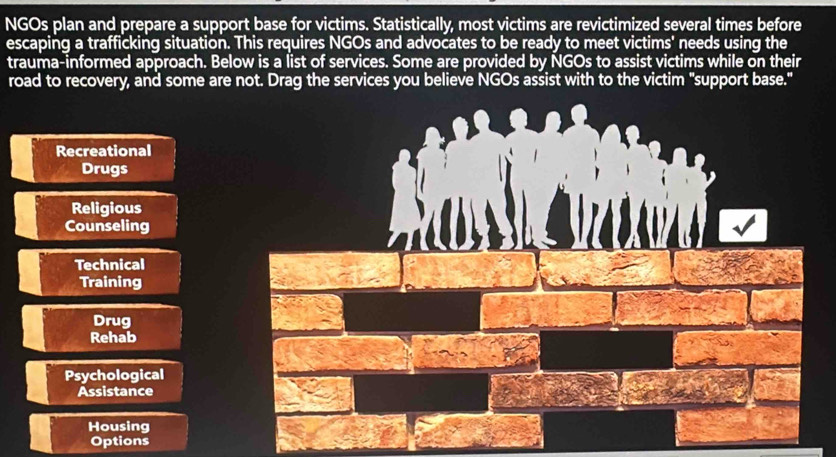 Solved: NGOs plan and prepare a support base for victims. Statistically ...