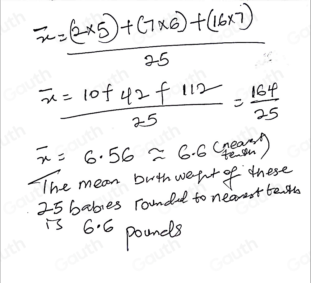 Solved: The table below summarizes the birth weights (to the nearest ...