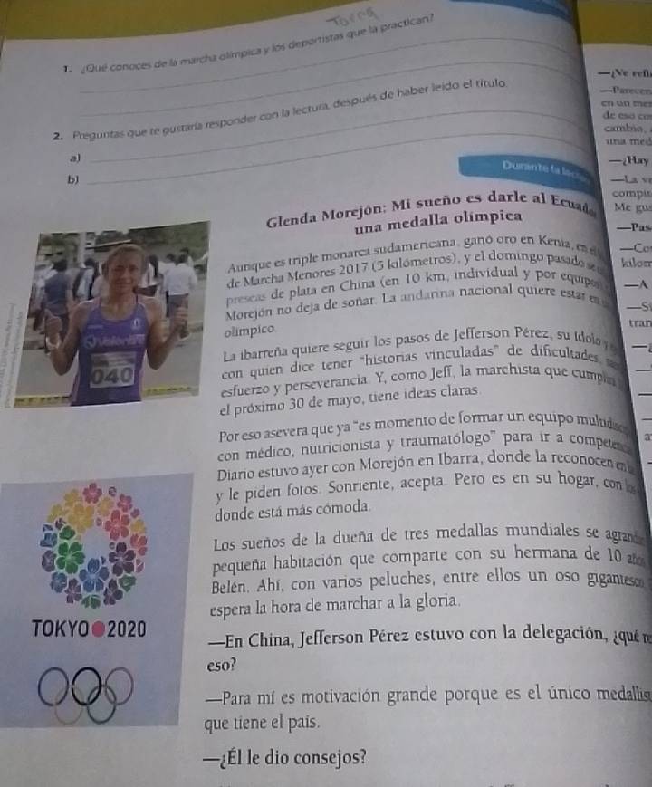 Resuelto:¿Qué conoces de la marcha olímpica y los deportistas que la ...