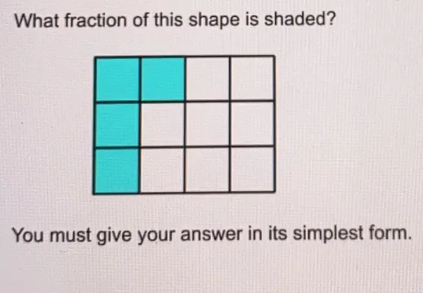 Solved: What fraction of this shape is shaded? You must give your ...