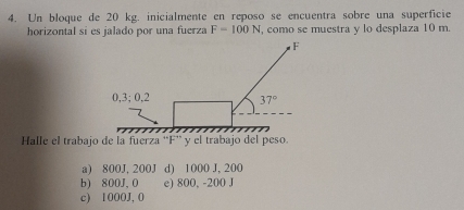 Solved: Un bloque de 20 kg. inicialmente en reposo se encuentra sobre ...