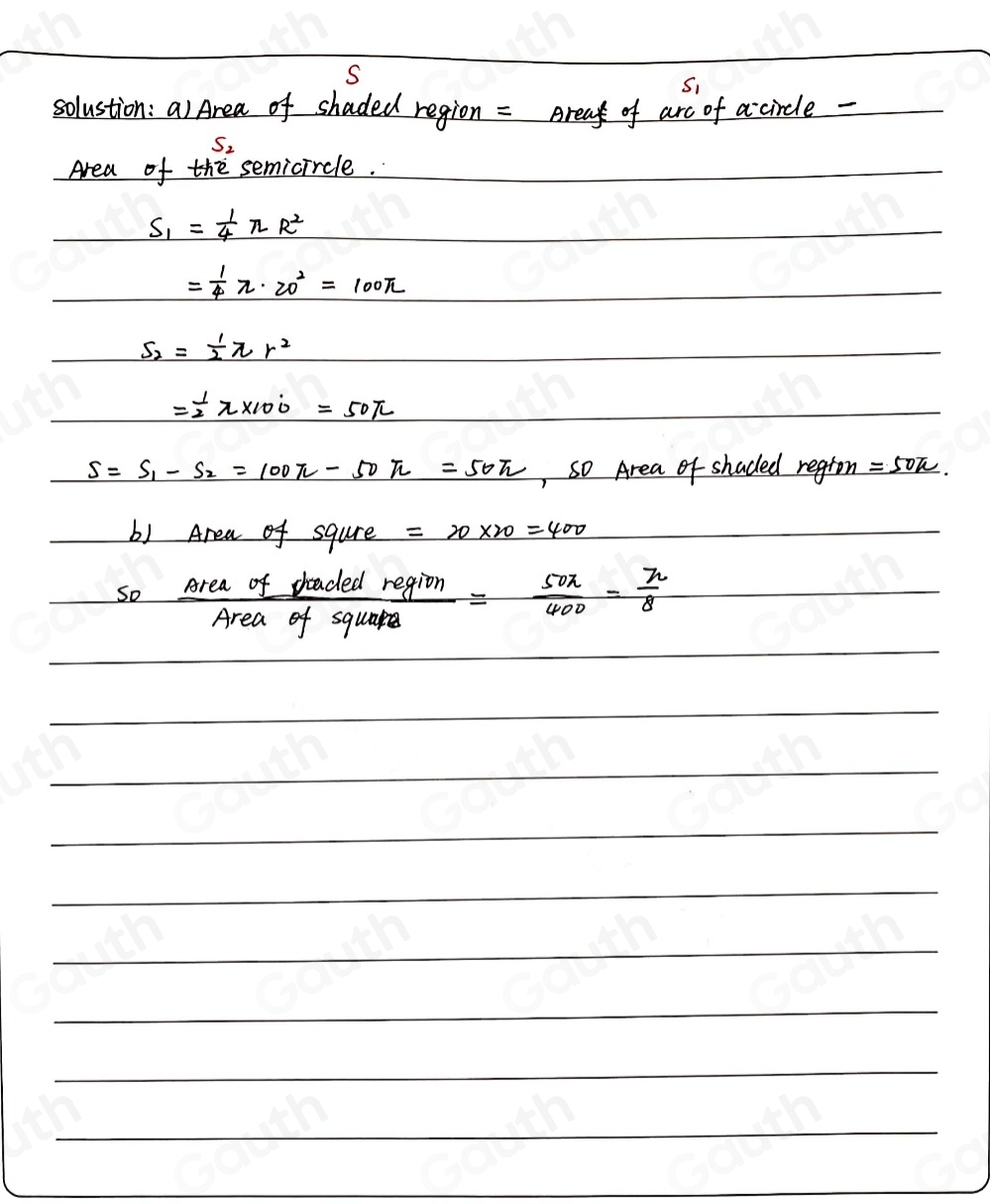 Solved: The diagram shows a square ABCD with sides of length 20 cm. It ...