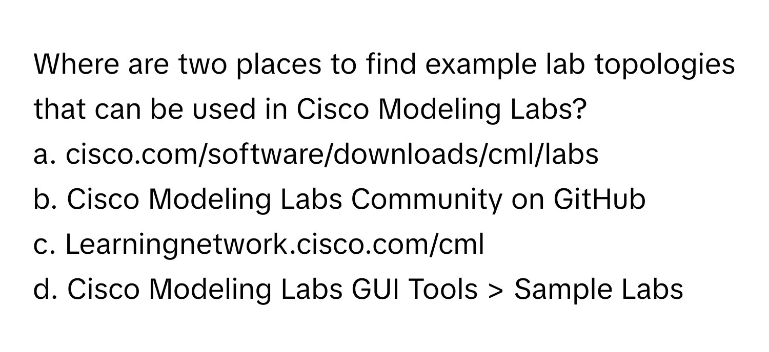 Solved: Where are two places to find example lab topologies that can be ...
