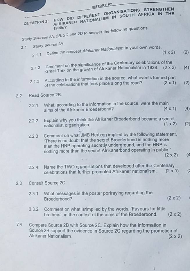 Solved: HISTORY P2 QUESTION 2: HOW DID DIFFERENT ORGANISATIONS ...
