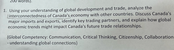 Solved: 200 words). 1. Using your understanding of global development ...