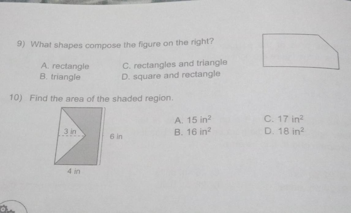 Solved: What shapes compose the figure on the right? A. rectangle C ...