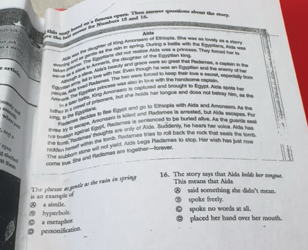 Solved: nay ask a this story bued on a famous opera. Then answer ...