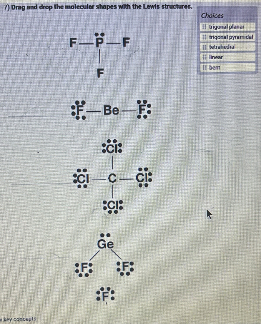 Solved: Drag and drop the molecular shapes with the Lewis structures ...