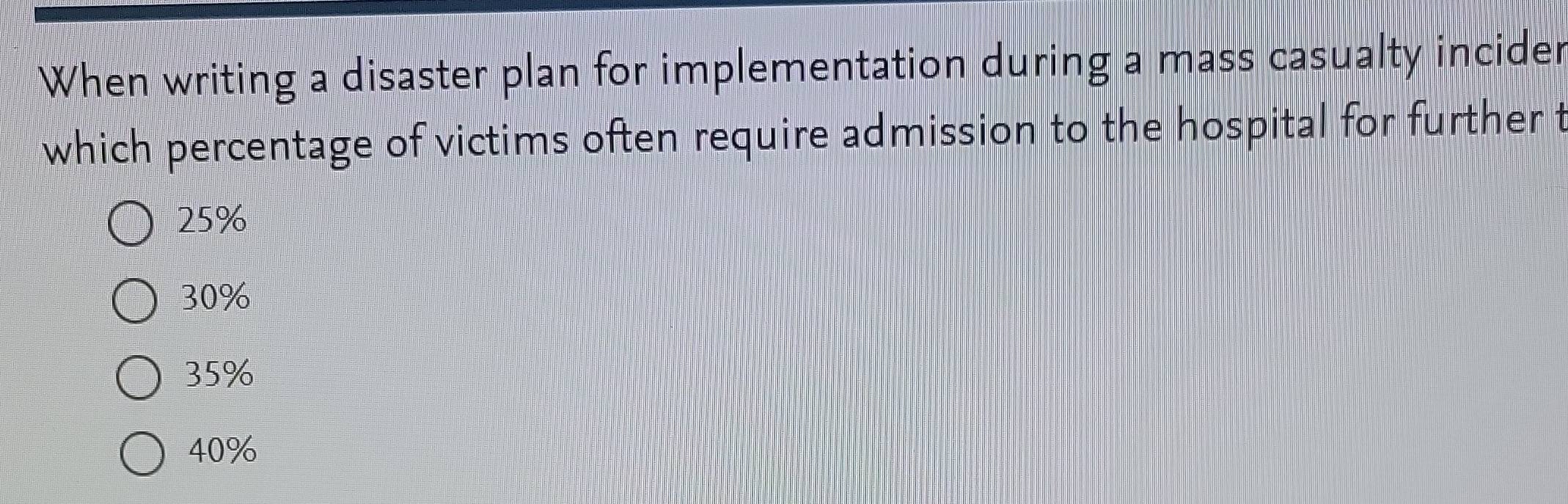 Solved: When writing a disaster plan for implementation during a mass ...