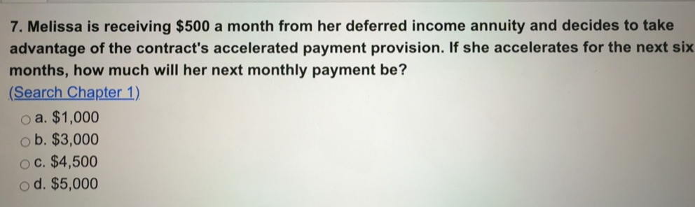 Solved: Melissa is receiving $500 a month from her deferred income ...