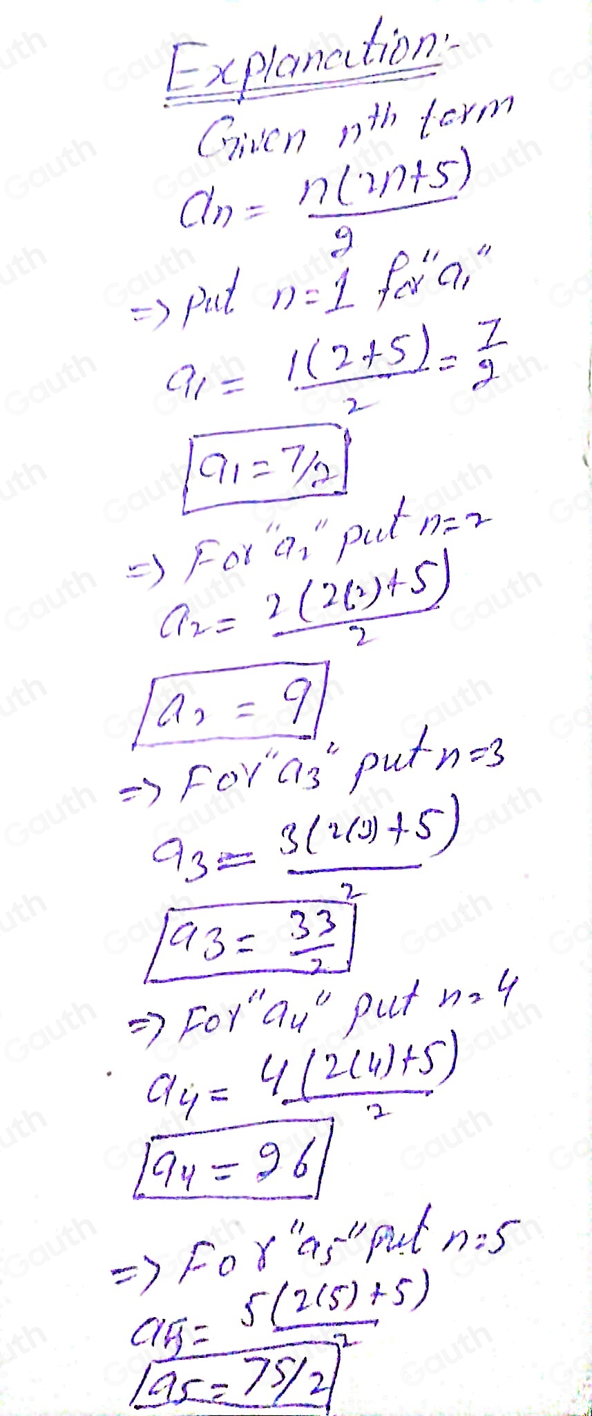 Solved: Use the given nth term formula to compute the first five terms ...