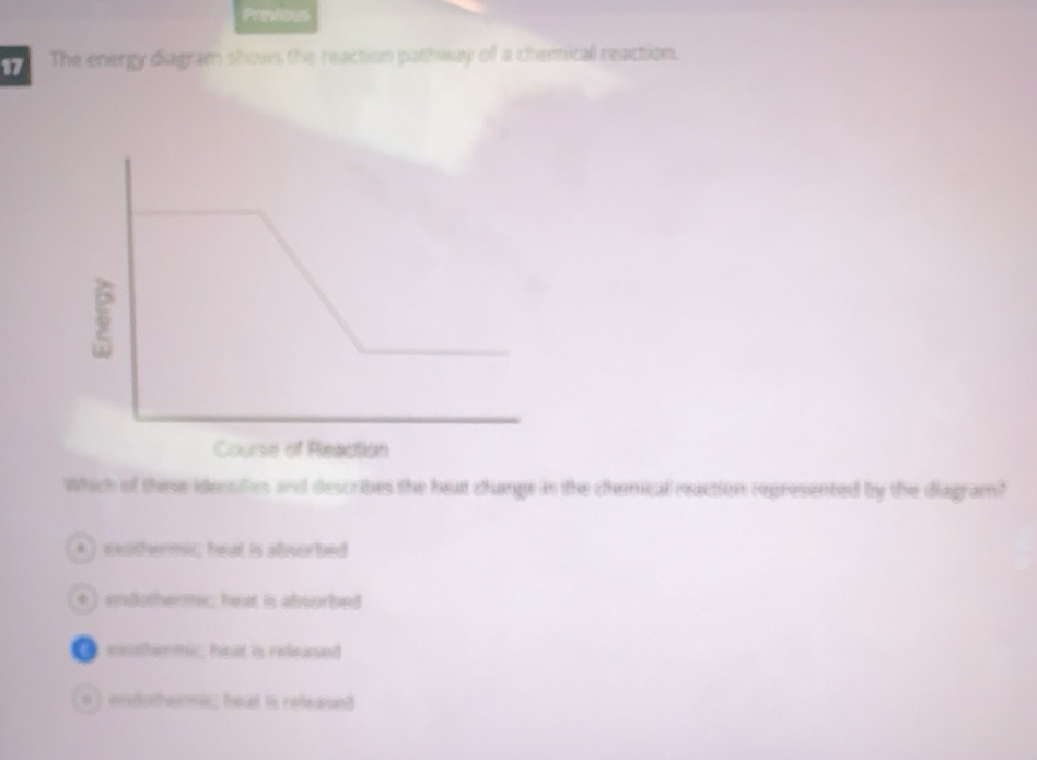 Gelöst:Previous 17 The energy diagram shows the reaction pathway of a ...
