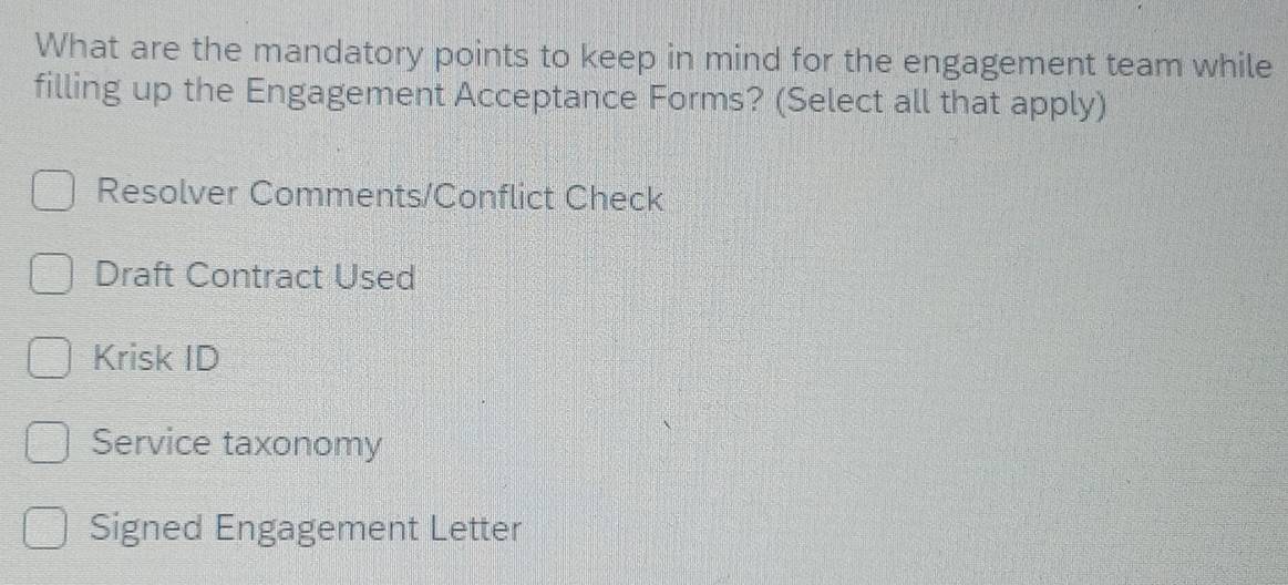 Solved: What are the mandatory points to keep in mind for the ...