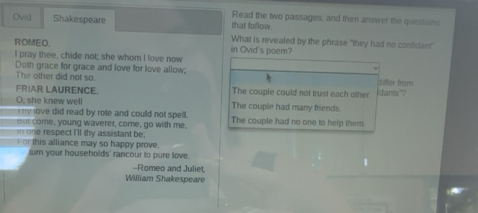 Solved: Read the two passages, and then answer the questions Ovid ...