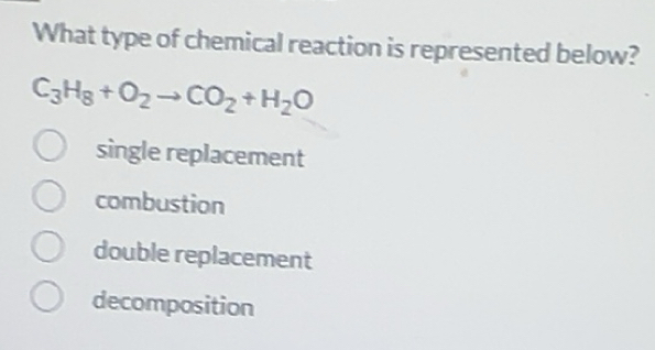 Solved: What type of chemical reaction is represented below? C_3H_8+O ...