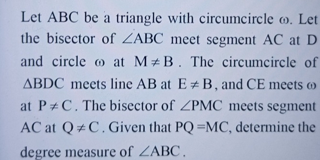 Solved: Let ABC be a triangle with circumcircle ω. Let the bisector of ...