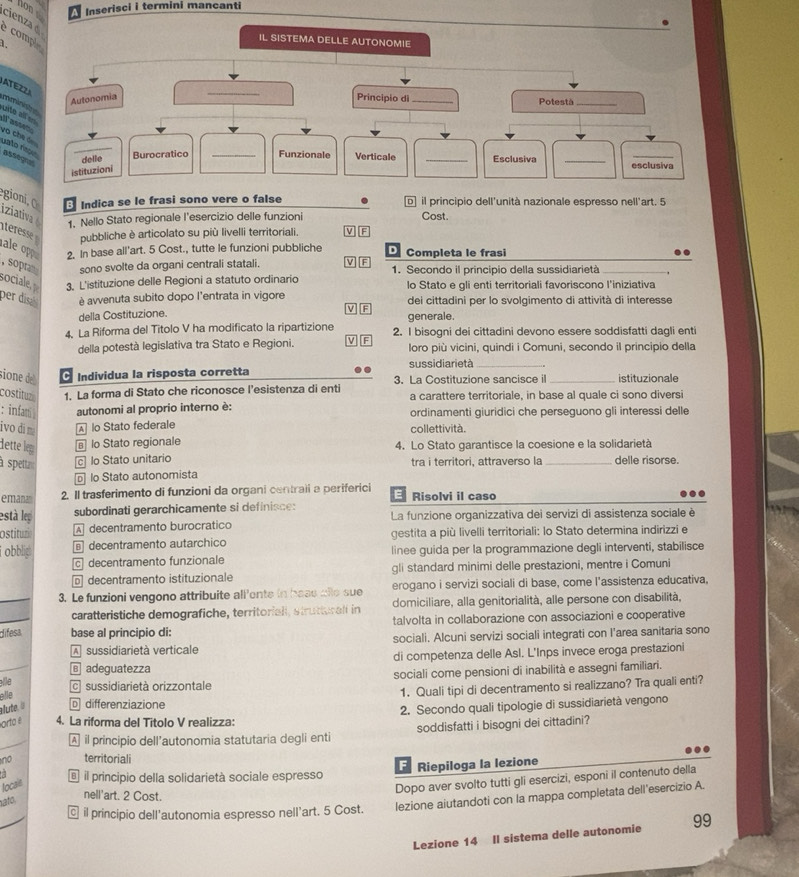 Risolto:hon Inserisci i termini mancanti cienza é compl IL SISTEMA ...