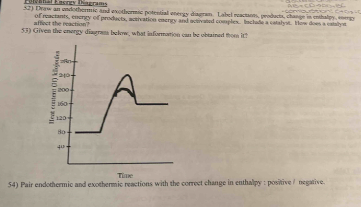 Solved: Polential Energy Diagrams 52) Draw an endothermic and ...