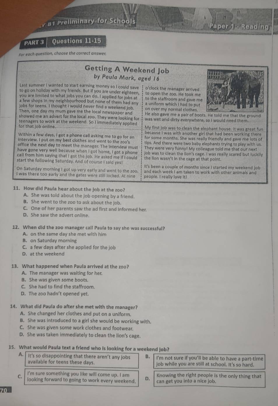 Giải quyết:B1 Preliminary for Schools Paper 1 - Reading PART 3 ...