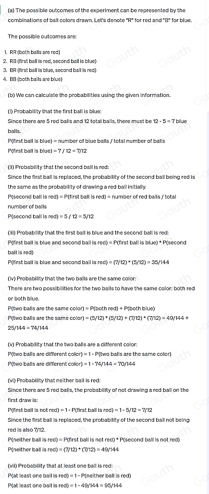 Solved: A bag contains 12 coloured balls. Five of the balls are red and ...
