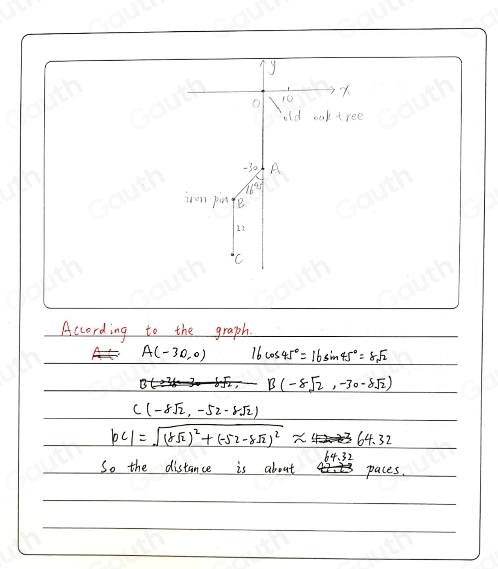 Solved: Question #3: A map in a pirate's log gives directions to the ...