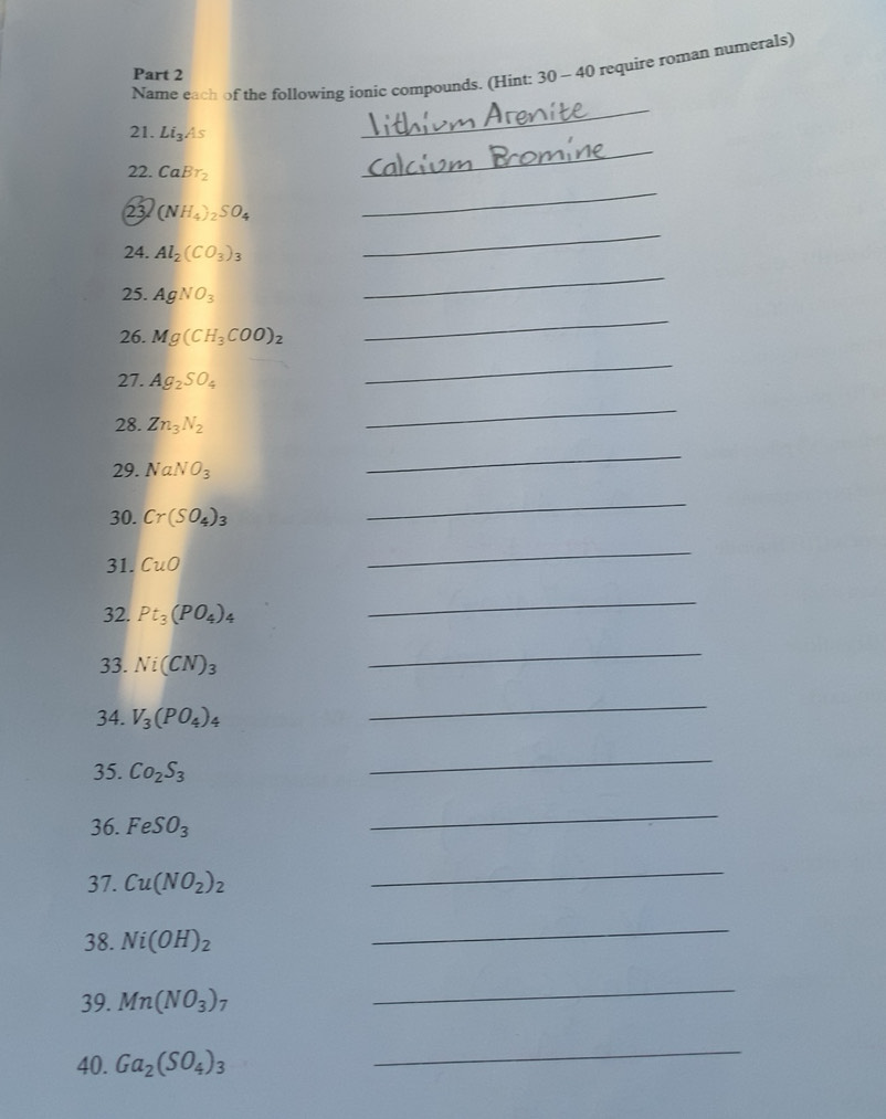 Solved: Name each of the following ionic compounds. (Hint: 30 - 40 ...