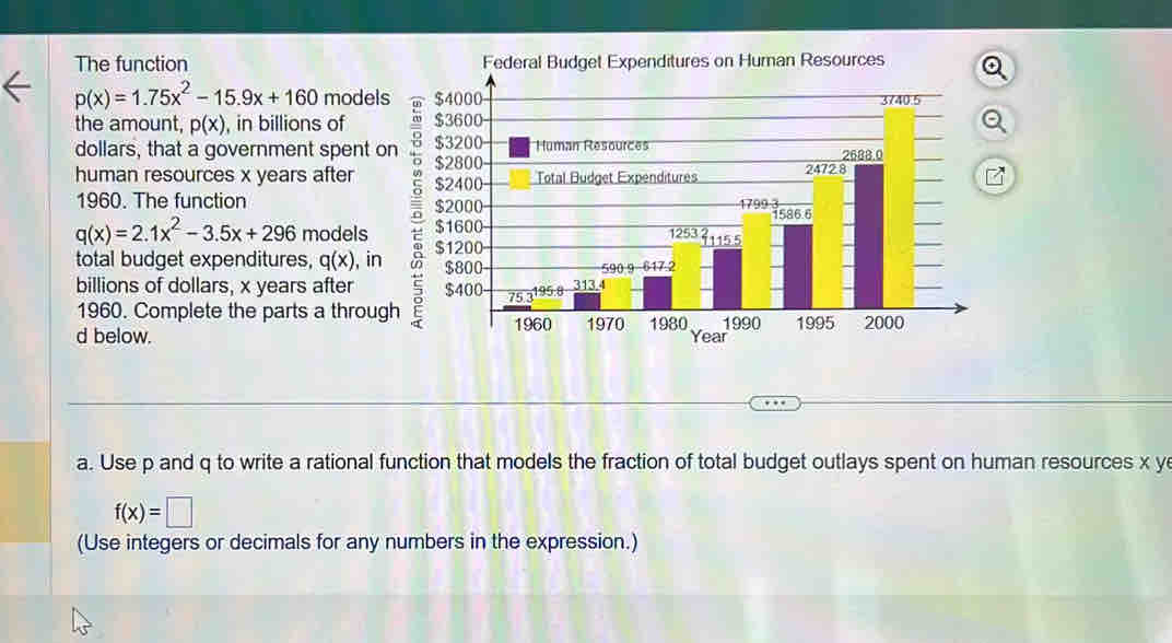 Solved: The function ces p(x)=1.75x^2-15.9x+160 models the amount, p(x ...