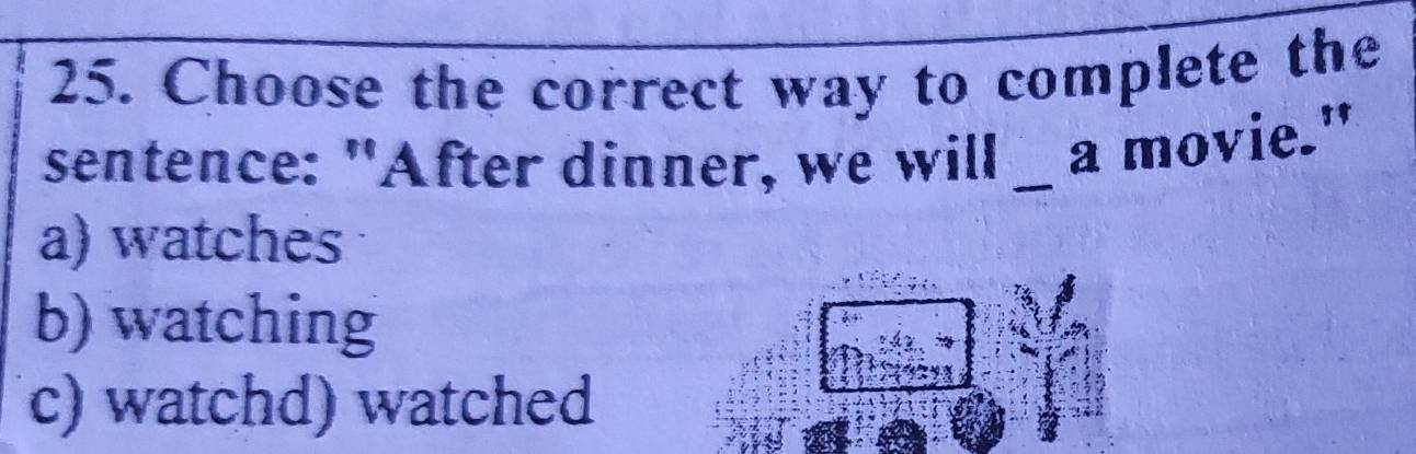 Solved: Choose the correct way to complete the sentence: "After dinner ...