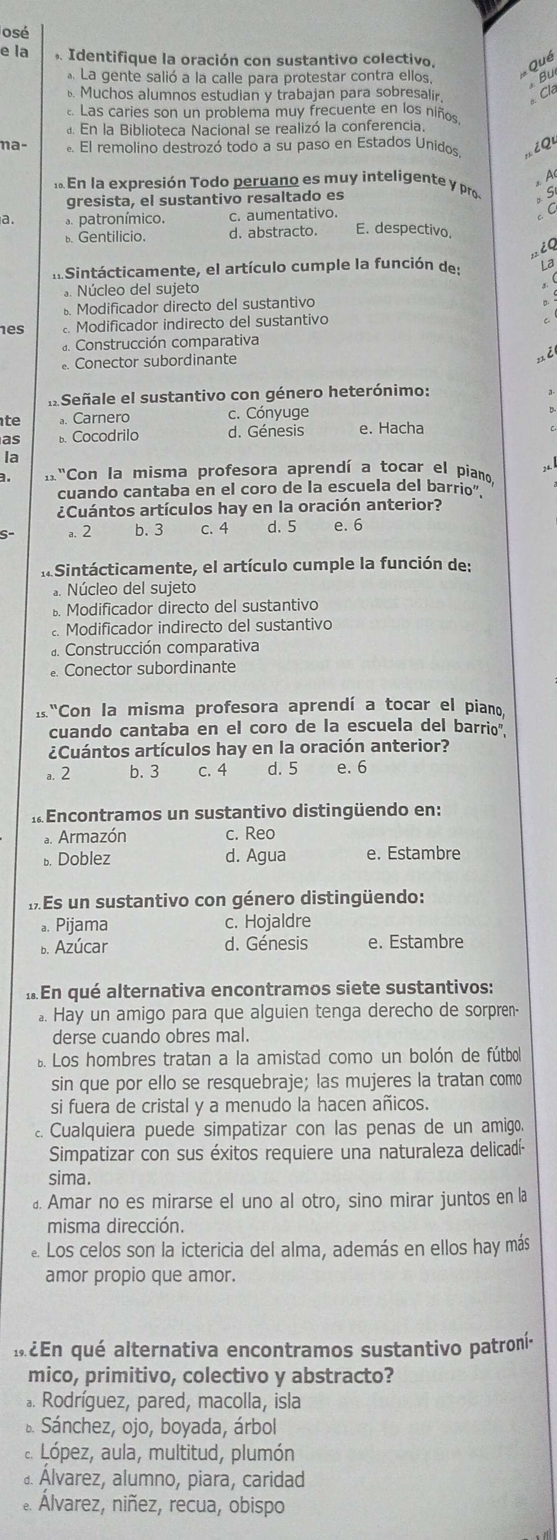 Resuelto:osé e la . Identifique la oración con sustantivo colectivo ...