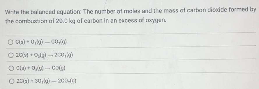 Solved: Write the balanced equation: The number of moles and the mass ...