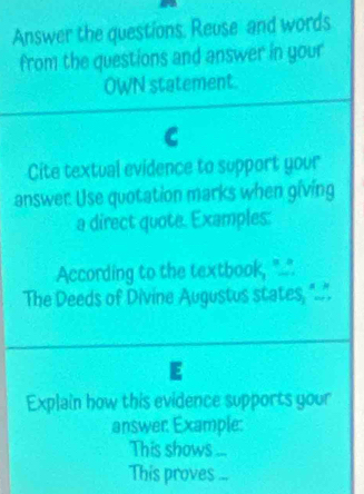 Solved: Answer the questions. Reuse and words from the questions and ...