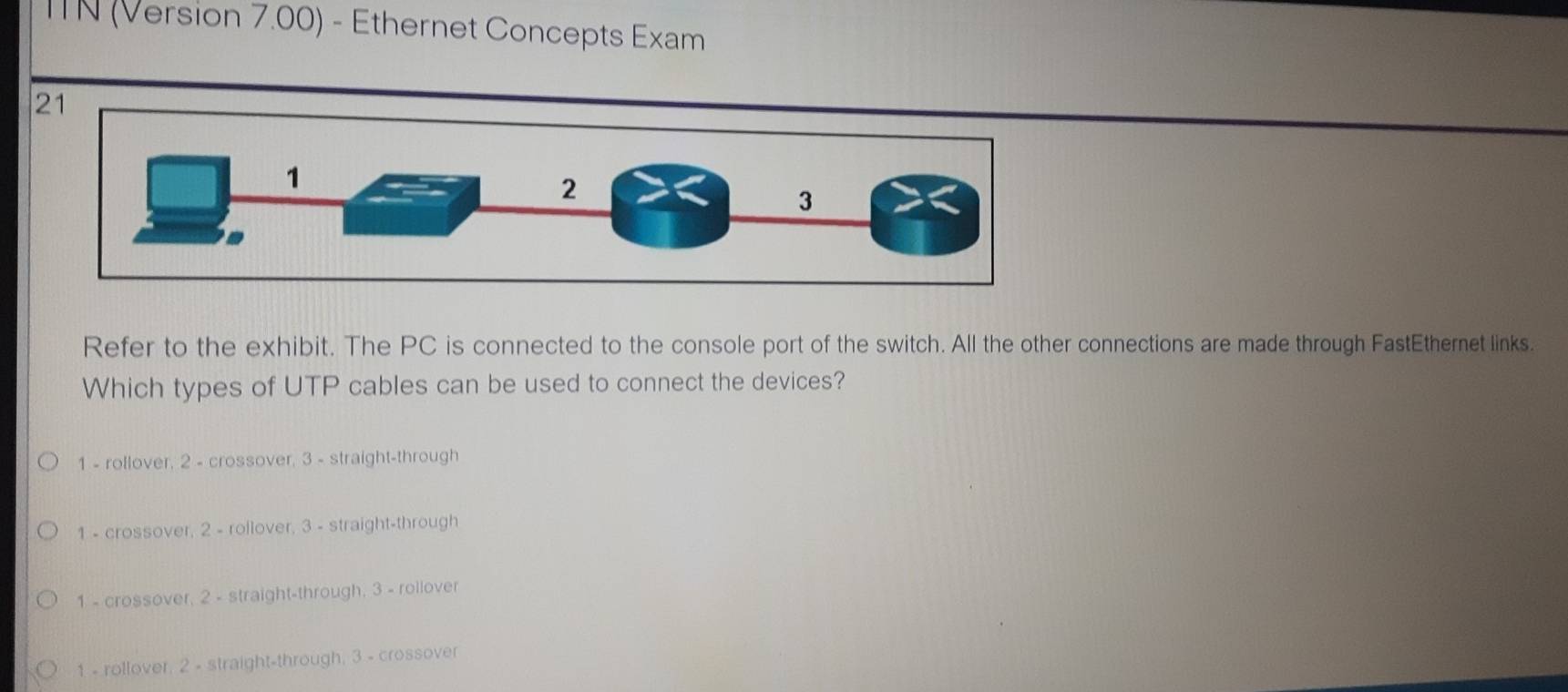 Solved: ITN (Version 7.00) - Ethernet Concepts Exam 21 Refer to the ...