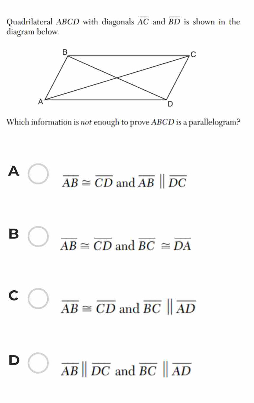 Solved: Quadrilateral ABCD with diagonals overline AC and overline BD ...