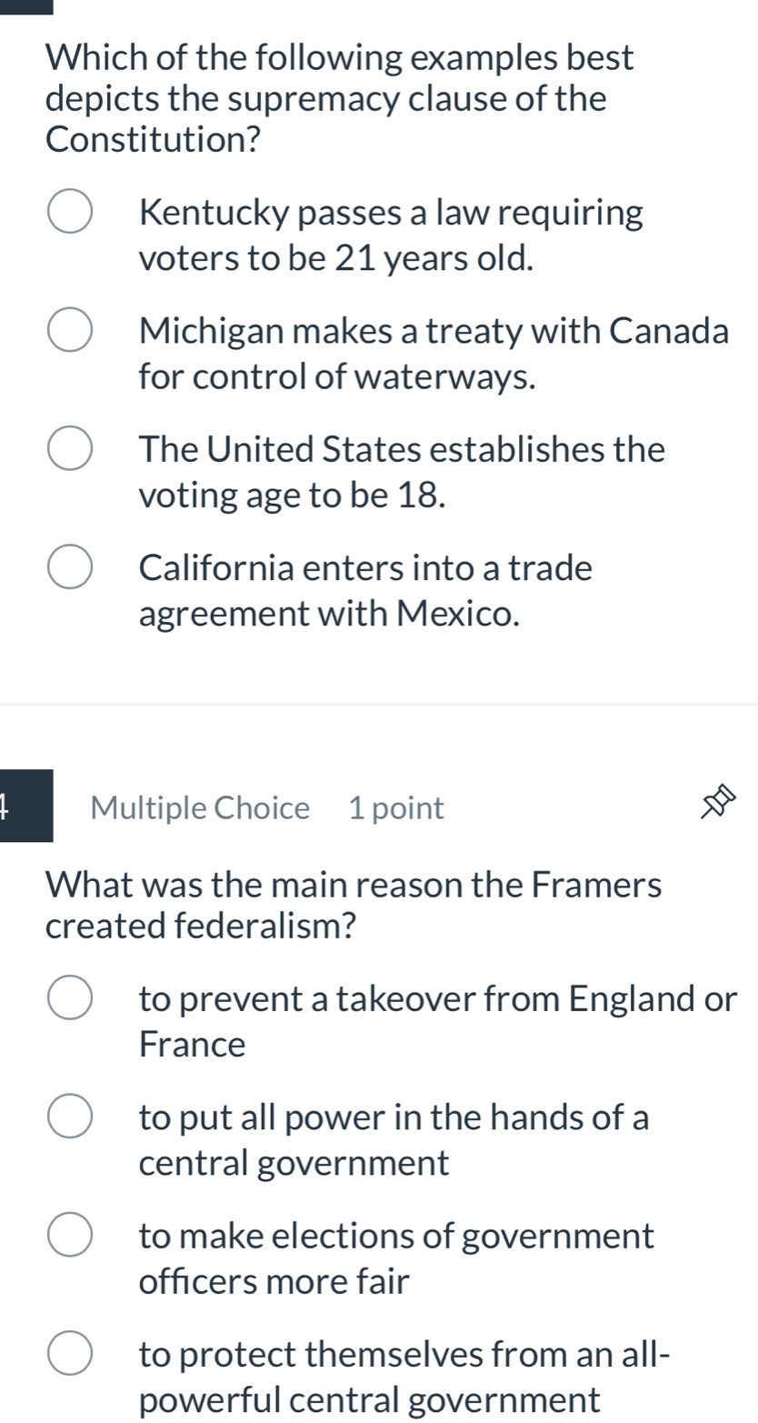 Solved: Which of the following examples best depicts the supremacy ...