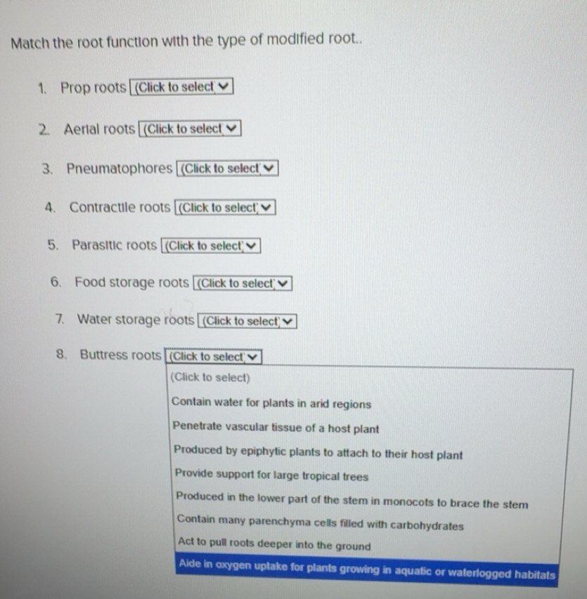 Solved: Match the root function with the type of modified root.. 1 ...