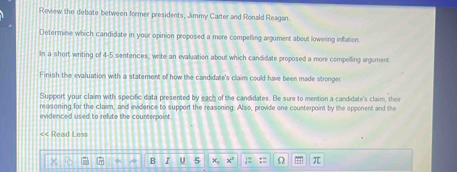 Solved: Review the debate between former presidents, Jimmy Carter and ...